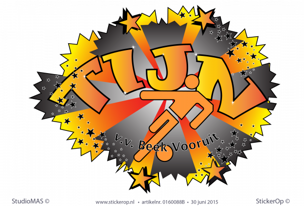 Muursticker graffiti - Tijn met logo v.v. Beek Vooruit