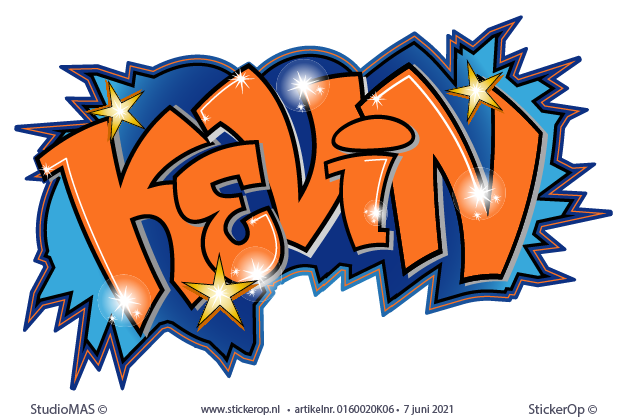 Muurstickers graffiti eigen naam - Kevin 2