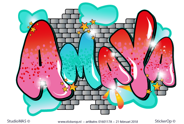 Muurstickers graffiti meisjeskamer - Amaya