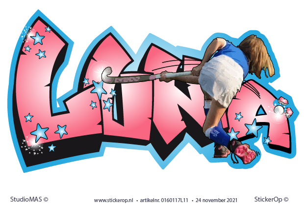 Muurstickers graffiti eigen naam - Luna - Hockey