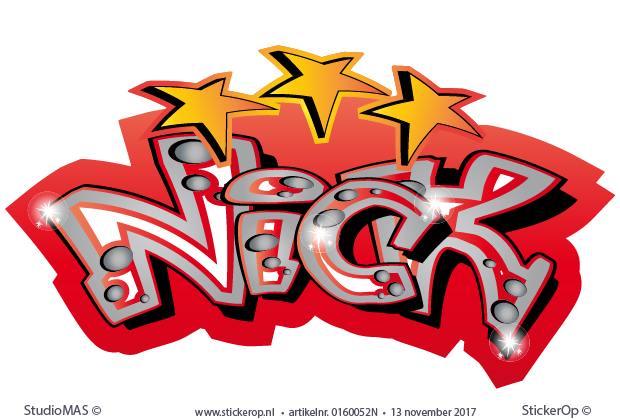 StickerOp - Muurstickers graffiti - Nick in AJAX kleuren