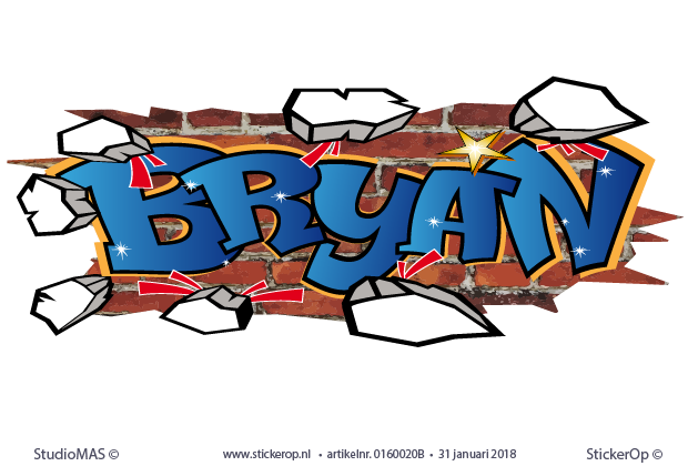 Muurstickers graffiti - Bryan