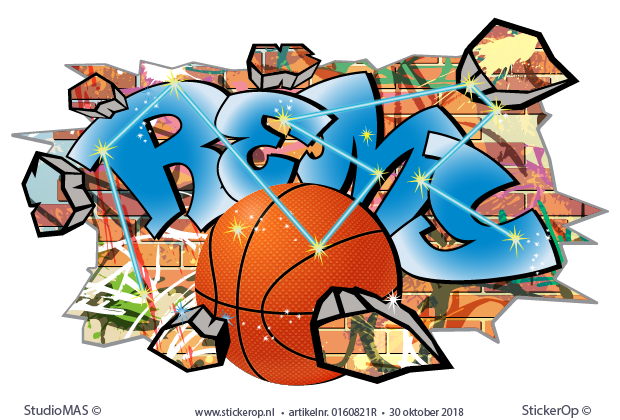 Muursticker graffiti basketbal - Remy