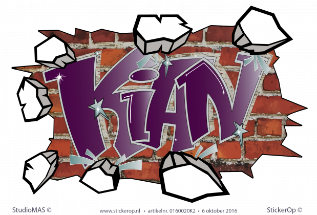 Muursticker full colour graffiti - Kian