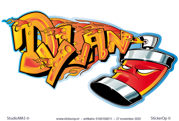 Muursticker graffiti met spuitbus - Dylan - lettertype &quo