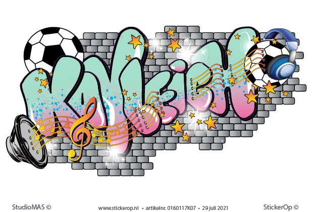 Muurstickers graffiti muziek en voetbal - Kayleigh