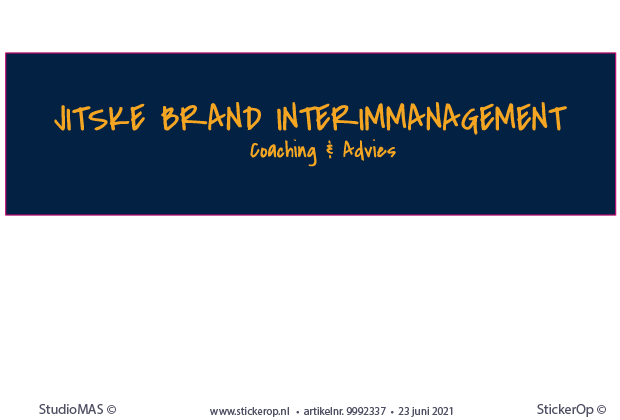 Fullcolour deursticker eigen logo - Jitske Brand Interimman
