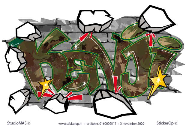 Muursticker graffiti in camouflage kleuren - Kenji