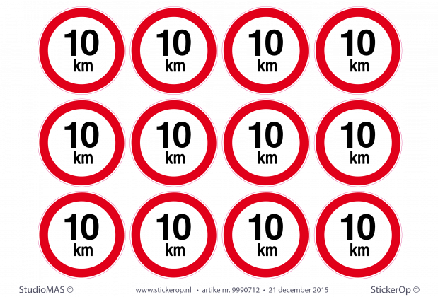 Muurstickers zakelijk - 10 km gebod - 12 stuks 40 cm
