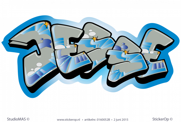 Muursticker full colour graffiti - Jesse - StickerOp.nl