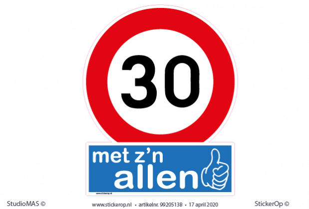 Kliko stickers 30 km - Met z'n allen - per set 2 stuks