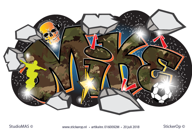 Graffiti naamsticker - Mike