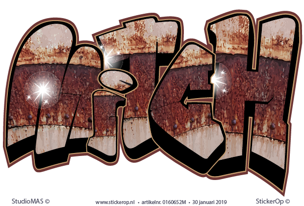 graffiti roestig staal - Mitch