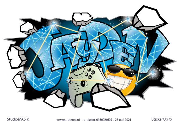 Muurstickers graffiti game and smile - Jayden
